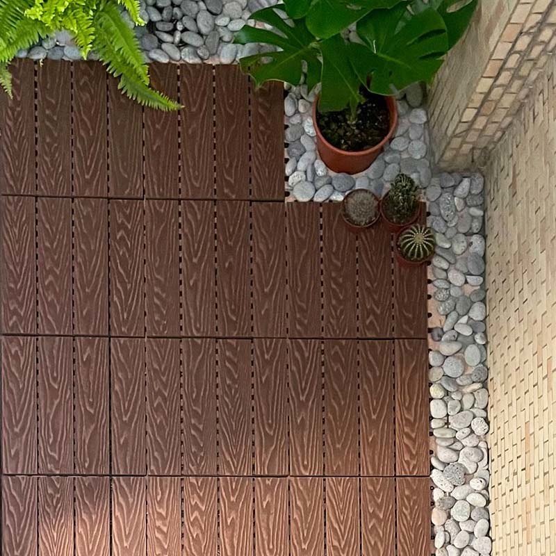 Custom WPC Interlocking Decking Tiles Snap Together Outdoor Decking Tile